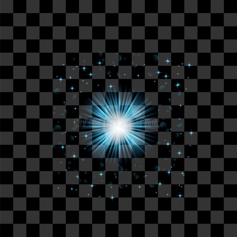 Vector Blue Light Effect Set on Checkered Background. Water Transparent ...