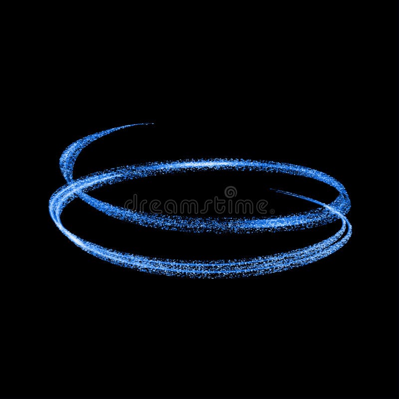Vector Blue Light Trail Circle. Neon Glowing Fire Ring Trace. Glitter ...