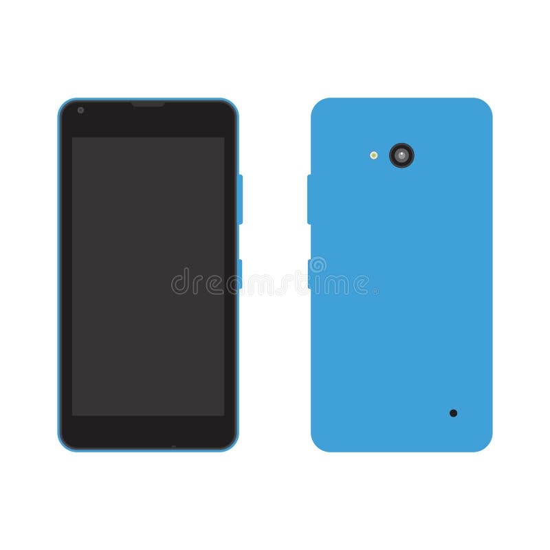 Vector Blue Mobile Phone - Front and Back Stock Vector - Illustration ...