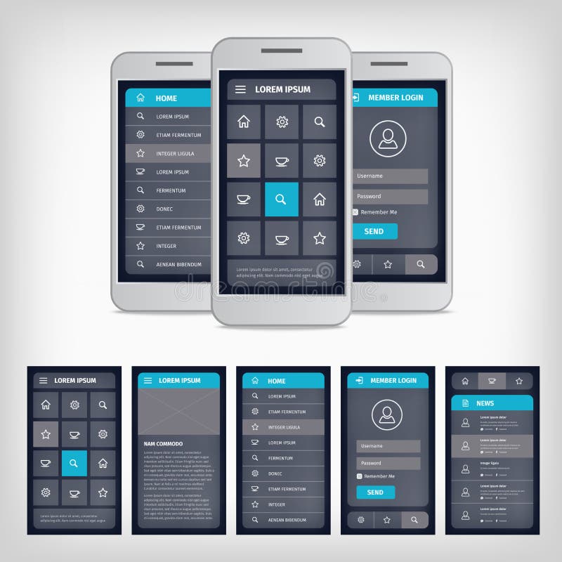Vector Mobile Ui Design with Login Stock Vector - Illustration of sign ...