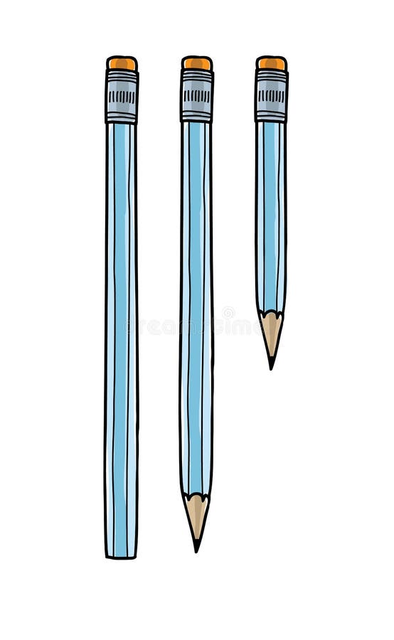 Blue Pencil Hand Drawn Line Art Illustration Stock Illustration ...