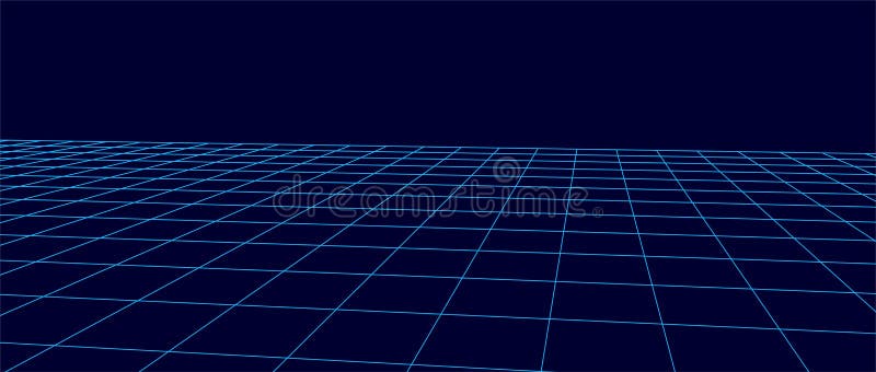 Vector Blue Perspective Grid. Digital Cyberspace. Network Connection ...