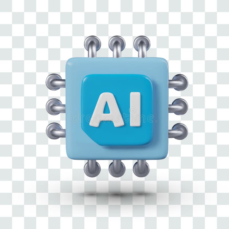 Vector Blue Processor in 3D Style with Inscription AI. Isolated ...