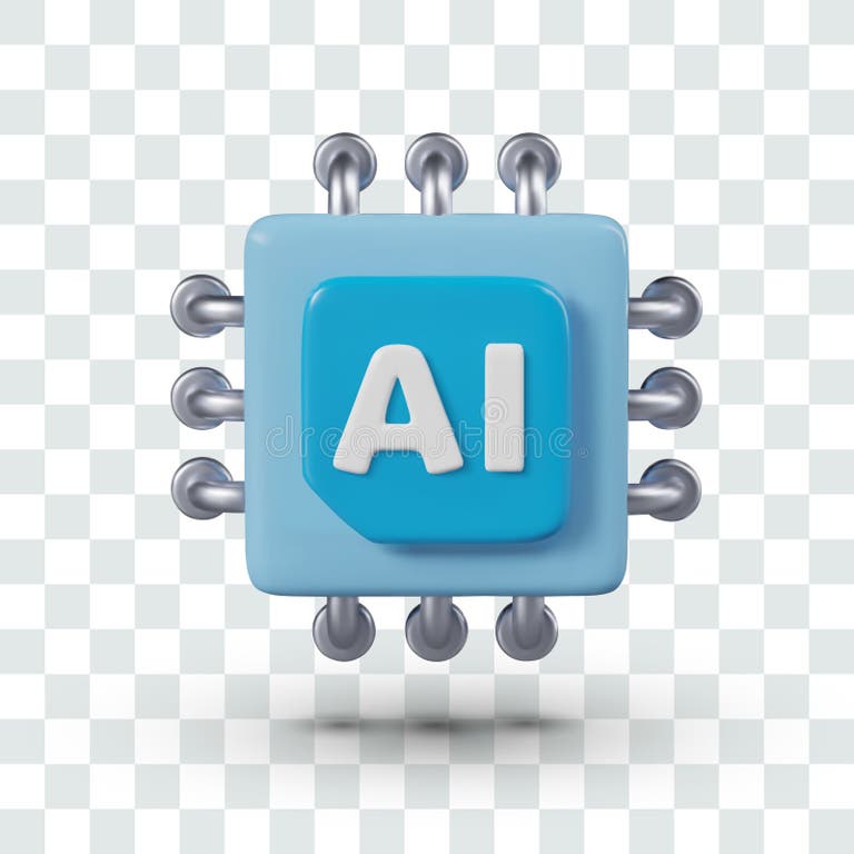 Vector Blue Processor in 3D Style with Inscription AI. Isolated ...