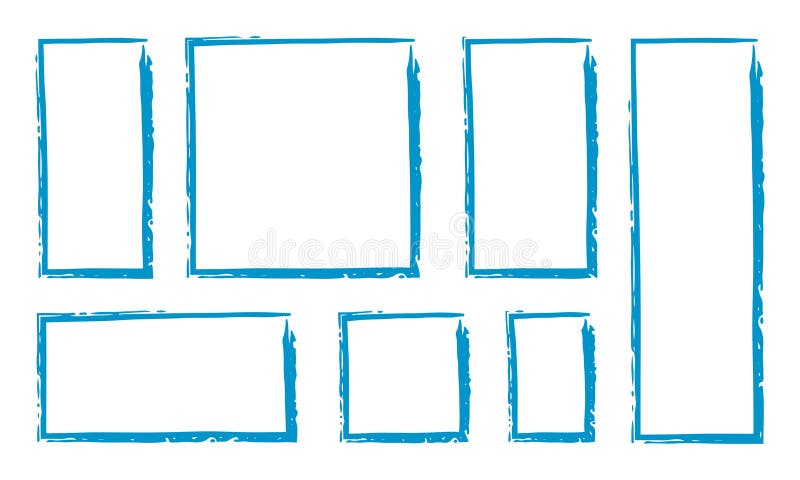 Vector Blue Rectangle Paint Frame Set Stock Illustration - Illustration ...