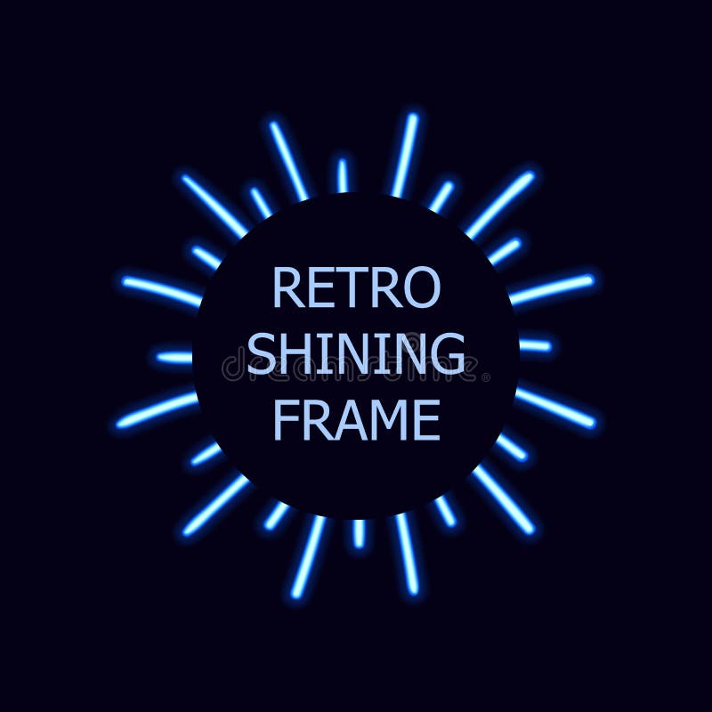 Vector Blue Retro Sun Burst Frame, Shine Effect, Bright Light Lines ...