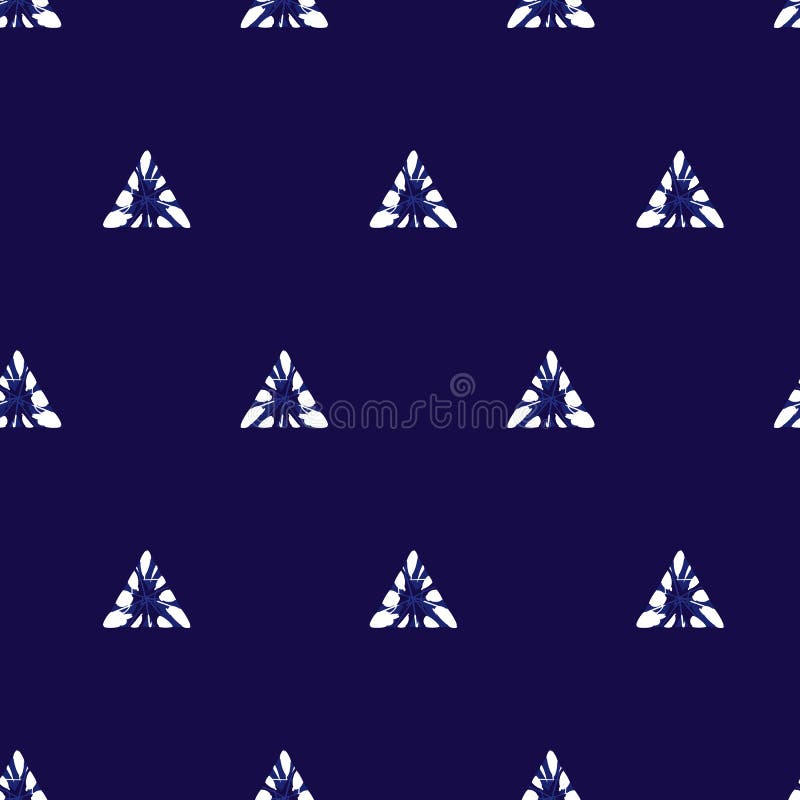 Vector Blue Shibori Simple Triangle Polka Dot Seamless Pattern ...