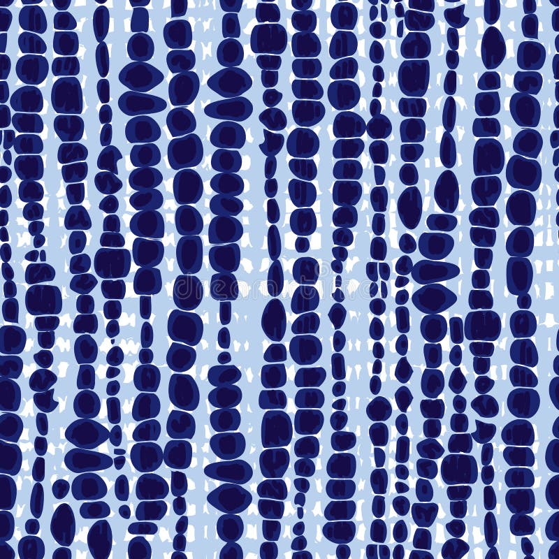 Vector Blue Shibori Vertical Blob Lines Seamless Pattern Suitable For