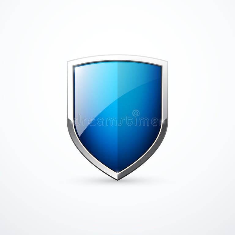 Vector blue shield icon stock vector. Illustration of chrome - 98432152