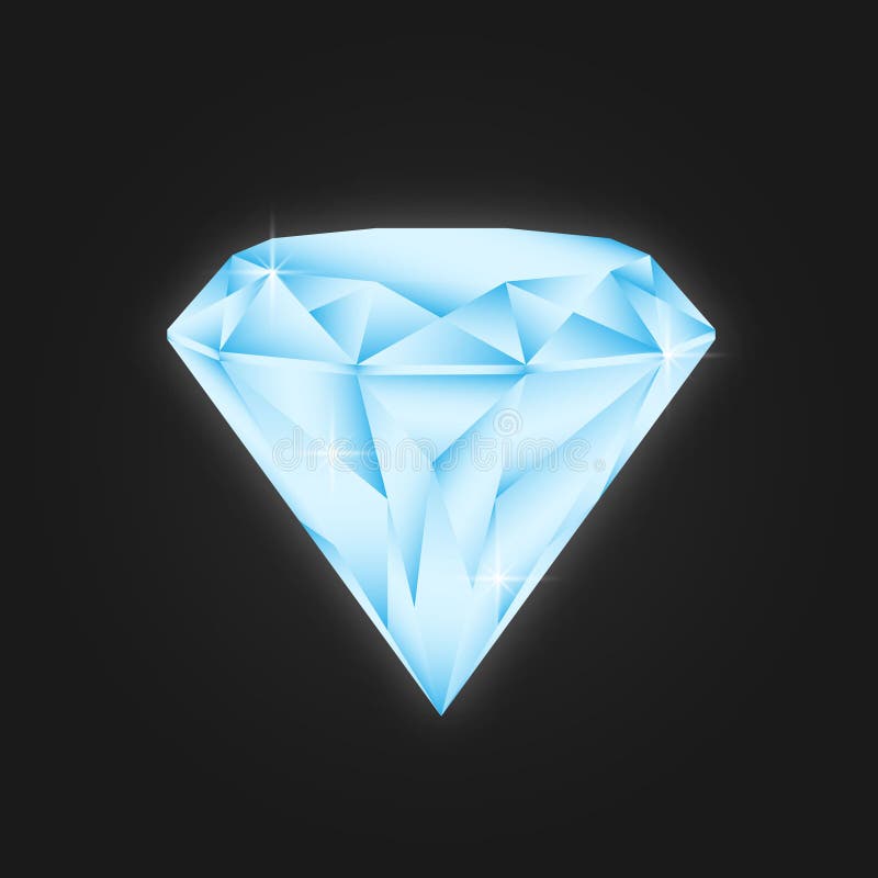 Vector Blue Shine Diamond Isolated on Black Stock Vector - Illustration ...