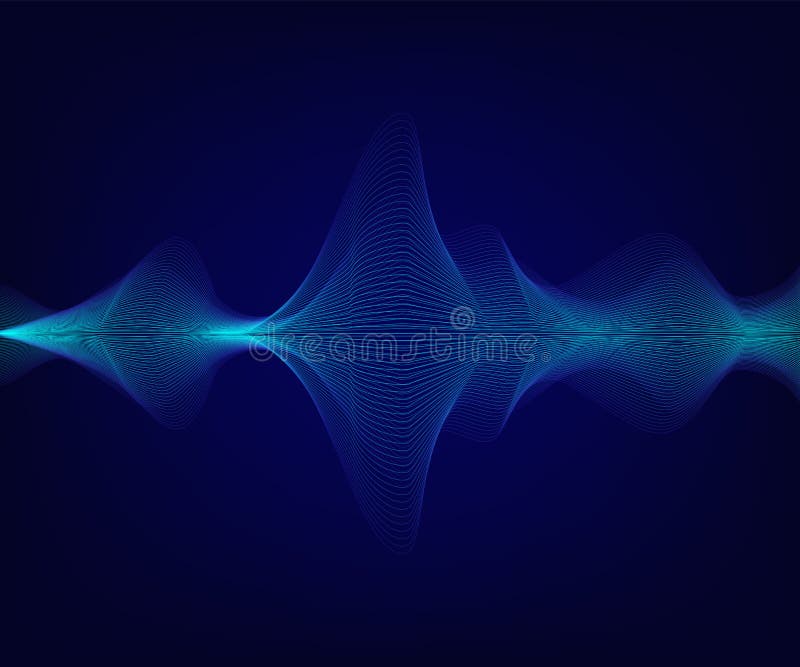 Abstract Audio Sound Wave Background. Blue And Purple Voice Or Music ...