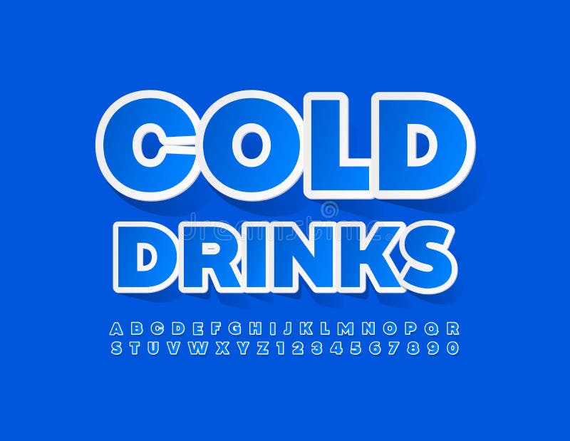 Vector Blue Sign Cold Drinks. Sticker Style Alphabet Stock Illustration ...