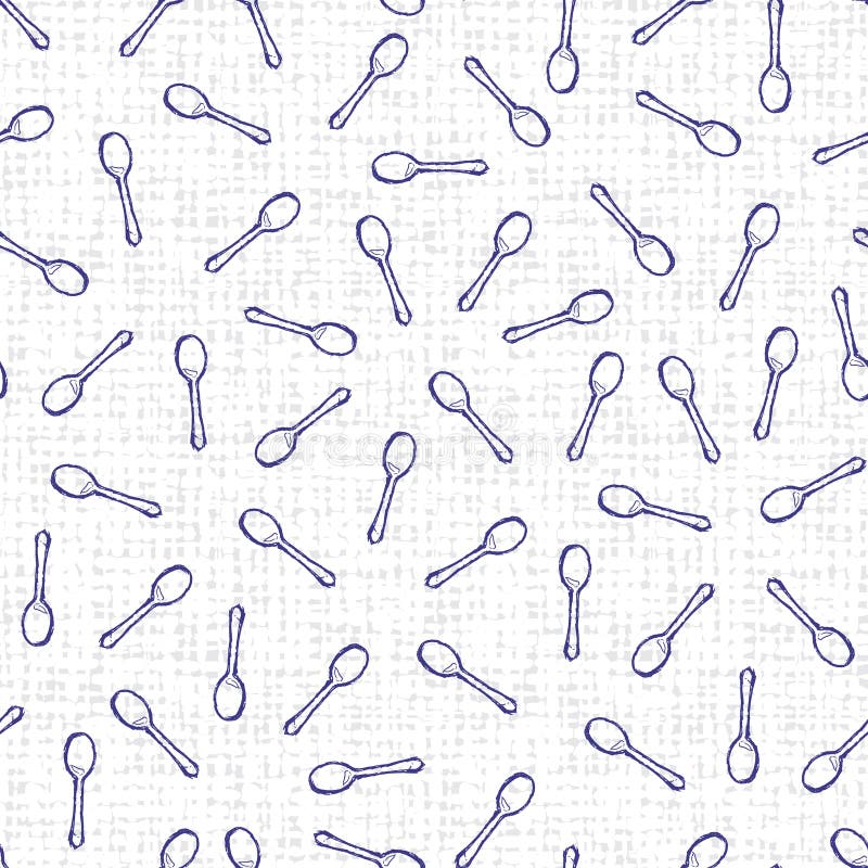 Vector Blue Spoons Simple Monochrome Repeat Pattern with Canvas ...