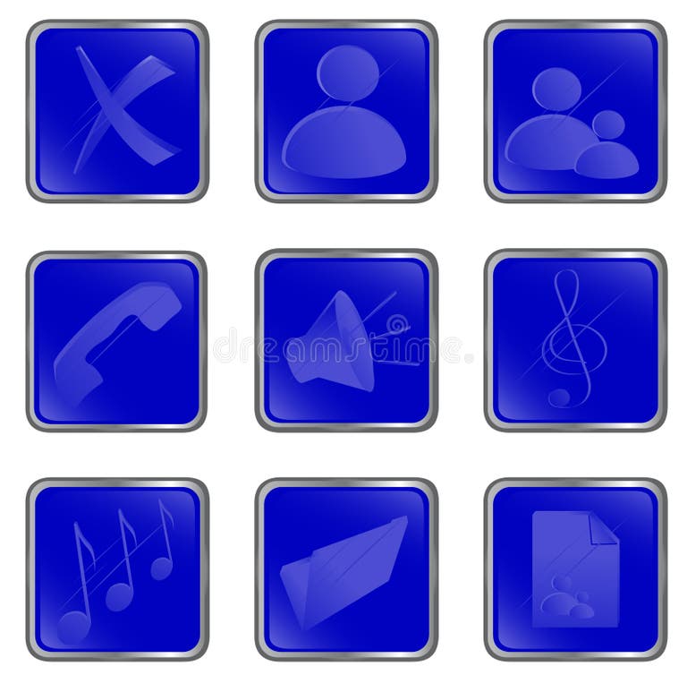 Vector Blue Square Web Buttons Stock Vector - Illustration of computer ...