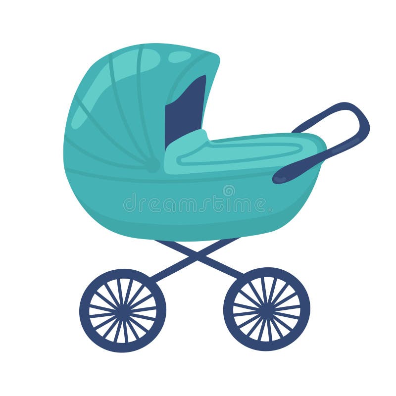 Vector Blue Stroller Isolated on White Background. Stock Vector ...