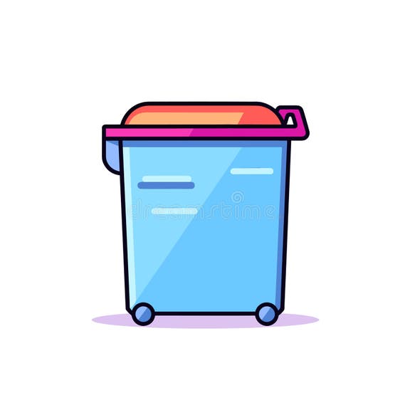 Vector of a Blue Trash Can with a Red Lid - Vector Icon in a Flat Style ...