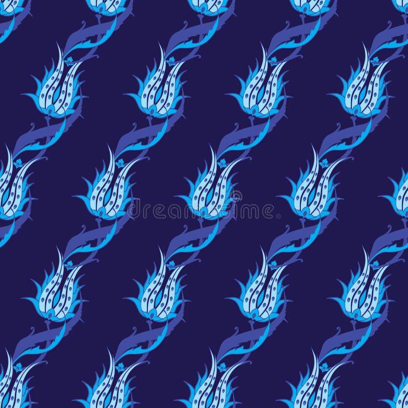 Vector Blue Turkish Tulips Diagonal Seamless Stock Vector ...