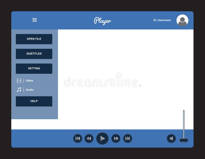 Vector Blue Video Player, for Web Stock Vector - Illustration of modern ...
