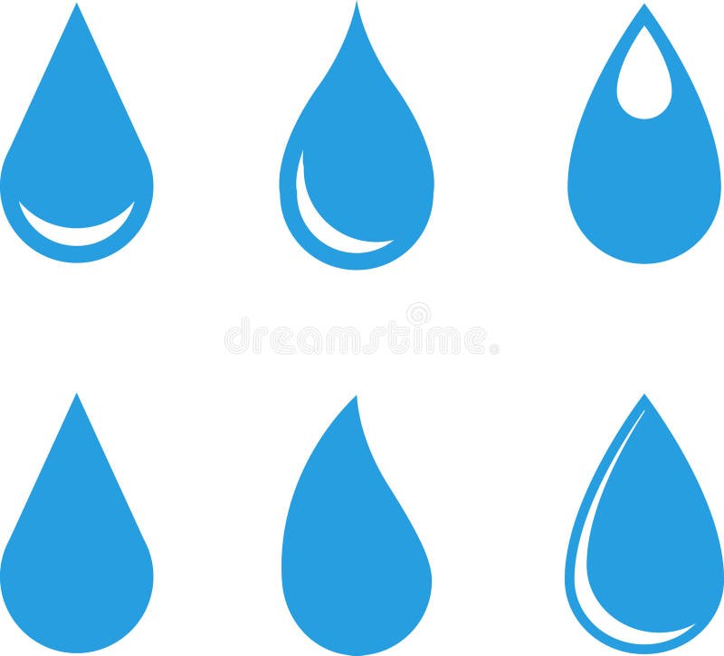 Vector Blue Water Drop Icon Set. Flat Droplet Shapes Collection Stock ...