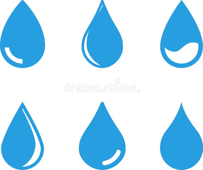 Vector Blue Water Drop Icon Set. Flat Droplet Shapes Collection Stock ...