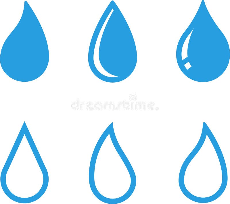 Vector Blue Water Drop Icon Set. Flat Droplet Shapes Collection Stock ...
