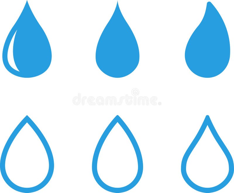 Vector Blue Water Drop Icon Set. Flat Droplet Shapes Collection Stock ...