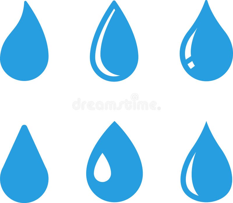 Vector Blue Water Drop Icon Set. Flat Droplet Shapes Collection Stock ...