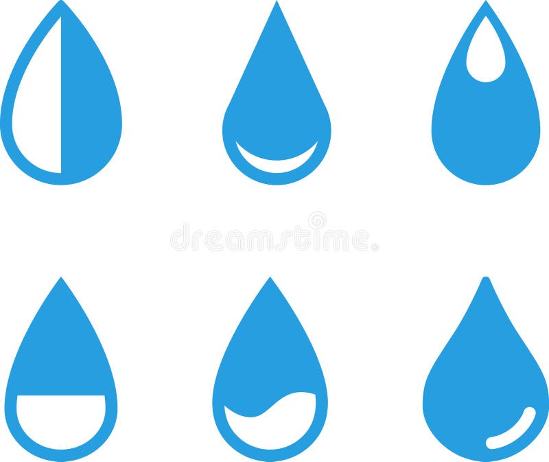 Vector Blue Water Drop Icon Set. Flat Droplet Shapes Collection Stock ...