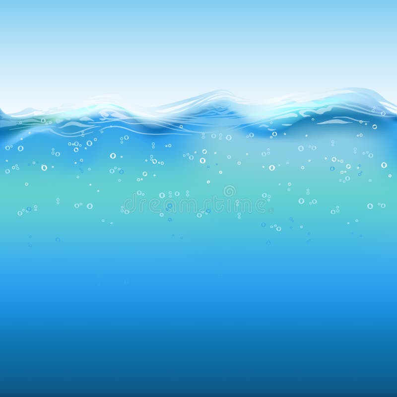 Wave In Blue Horizontal Water With Bubbles Stock Illustration ...