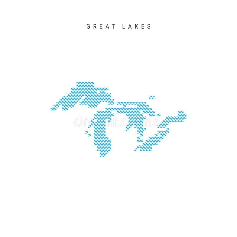 Vector Blue Wave Pattern Map of All the Great Lakes of North America ...