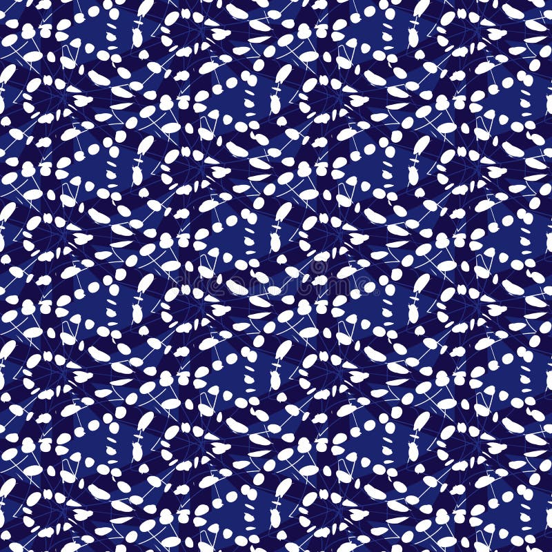 Vector Blue and White Shibori Abstract Sideways Teardrop Overlap Patten ...