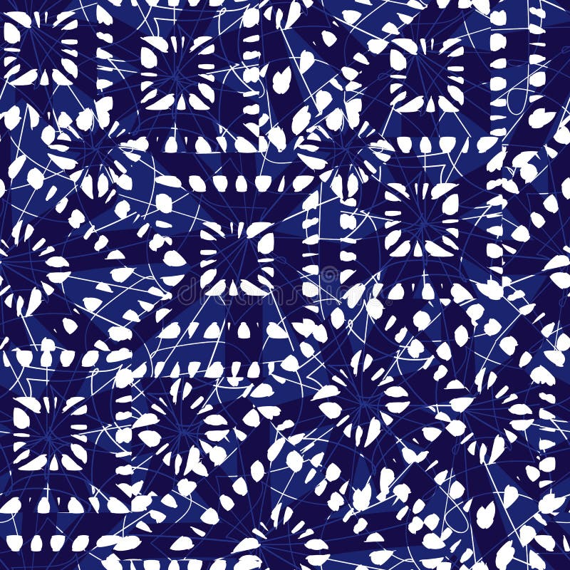 Vector Blue and White Shibori Abstract Squares Overlap Patten. Suitable ...
