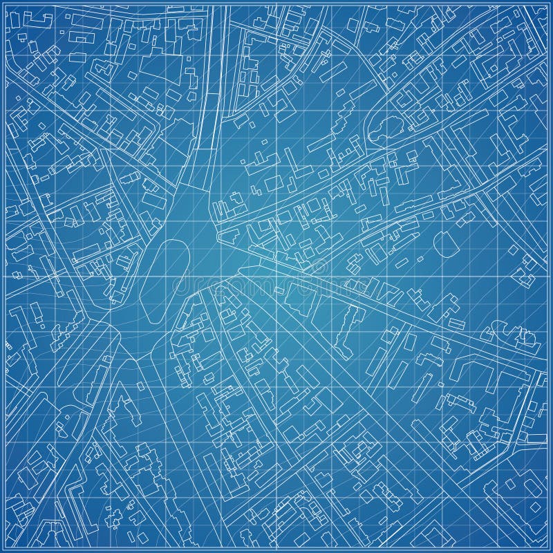 Vector Blueprint with City Topography Stock Vector - Illustration of ...
