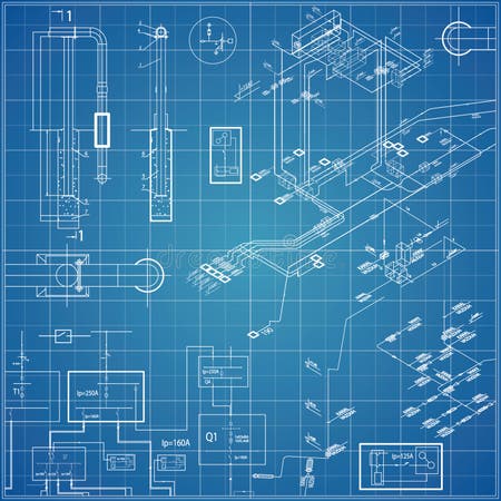 Vector Blueprint with Electrical Stock Vector - Illustration of ...