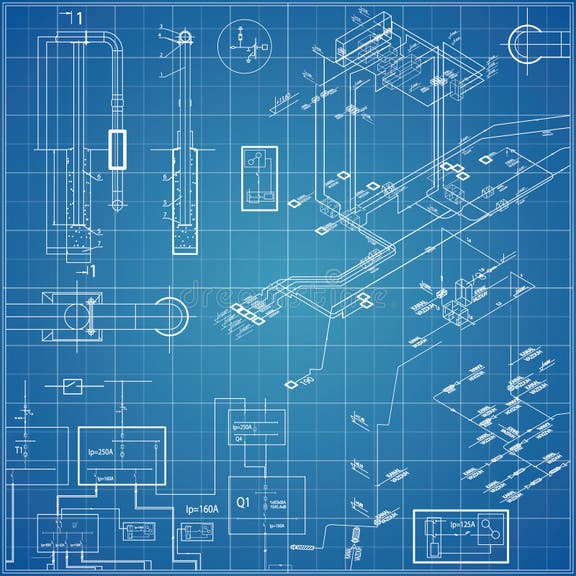 Vector Blueprint with Electrical Stock Vector - Illustration of ...