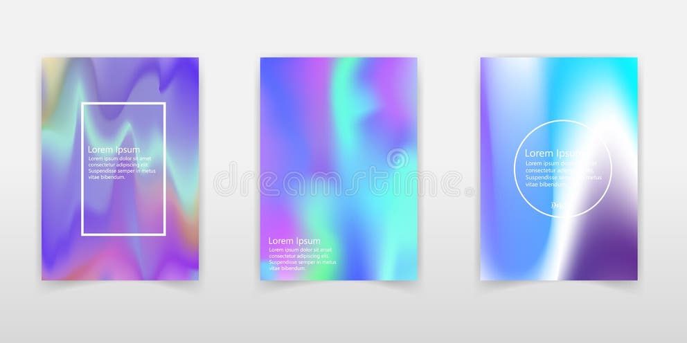 Vector Blurred Holographic Backgrounds Set. Chrome Holographic T Stock ...