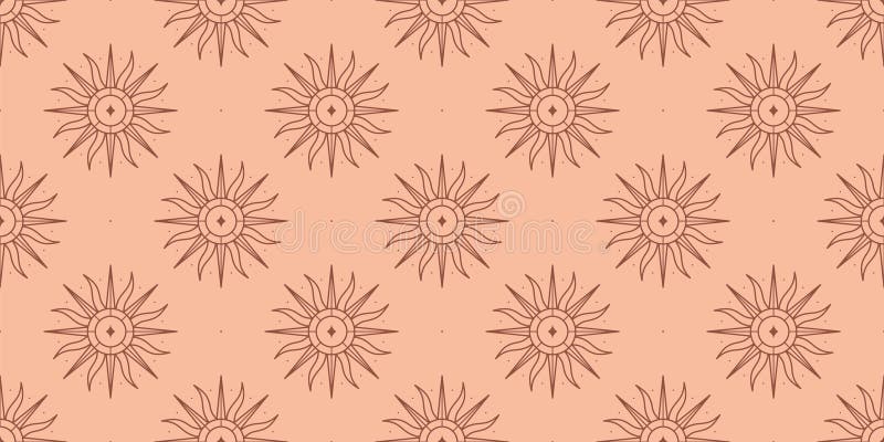 Vector Bohemian Seamless Pattern with Sun,star and Sunburst Stock Vector - Illustration of ...