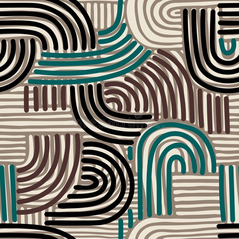 Vector Boho Arch Style Seamless Texture with Striped Stock Vector ...