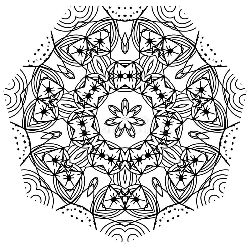 Mandala Yoga Oriental Pattern Coloring for Adults. Hand Drawn ...