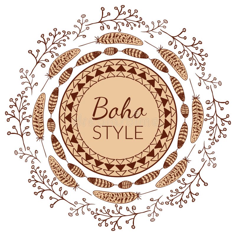 Boho Style Sticker or Tags Set with Tribal Art Stock Vector ...
