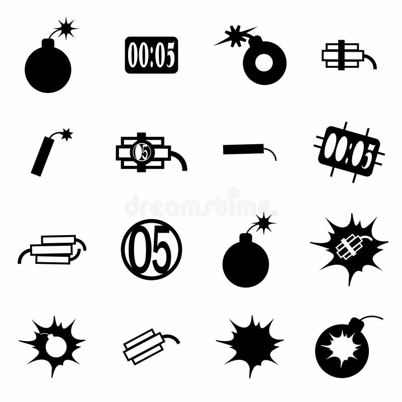 Vector bomb icon set stock vector. Illustration of element - 52981544