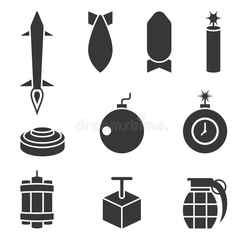 Vector Bomber and Dynamite Icons Set Stock Vector - Illustration of ...