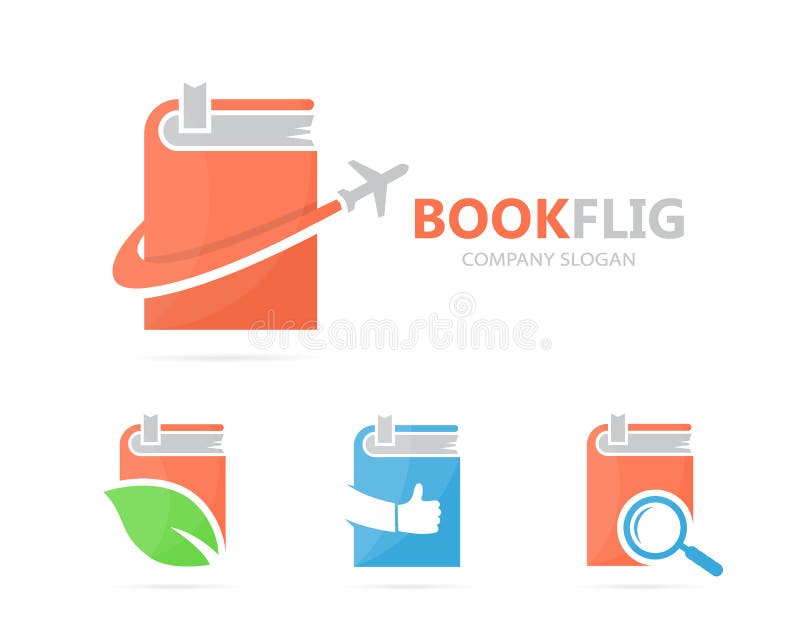 Vector of Book and Airplane Logo Combination. Library and Travel Symbol ...