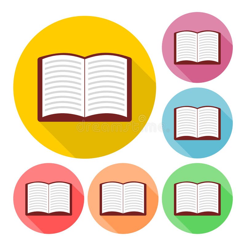 Vector Book Icons with Long Shadow Set Stock Vector - Illustration of ...