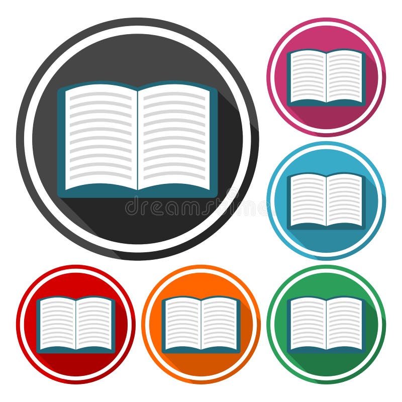 Vector Book Icons Set with Long Shadow Stock Vector - Illustration of ...