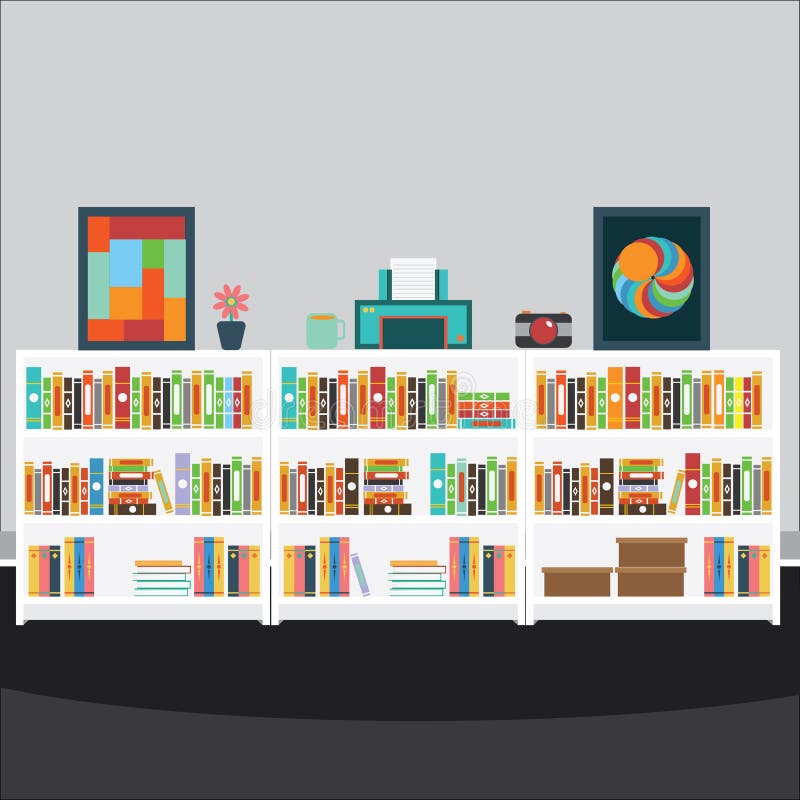Vector of book room stock illustration. Illustration of vase - 47517032