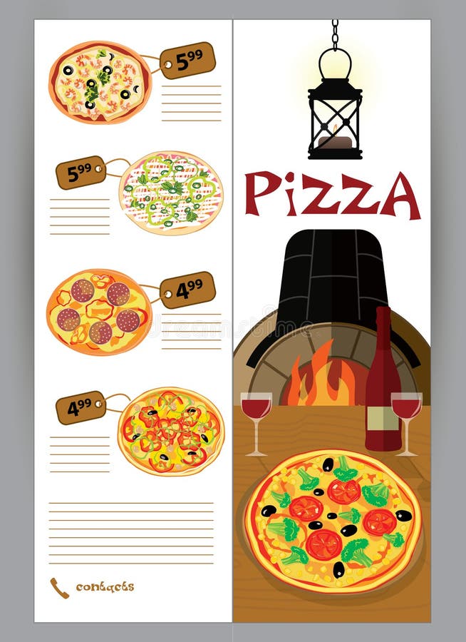 Vector Booklet, Flyer, Leaflet Menu for Pizza Stock Vector ...