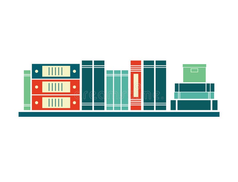 Vector Books on Bookshelves. Stock Vector - Illustration of handbook ...
