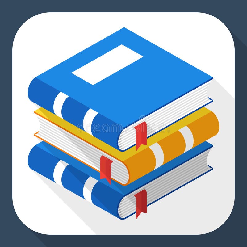 Vector Books Icon. Stack of Books Simple Icon in Flat Style with Long ...