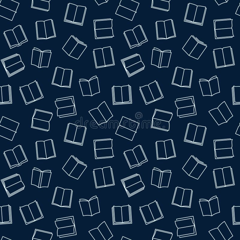Books Seamless Outline Blue Pattern. Vector Background Stock Vector ...